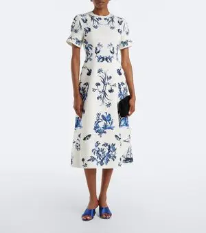 Erdem Floral Cotton-blend Faille Midi Dress