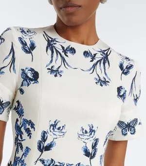 Erdem Floral Cotton-blend Faille Midi Dress