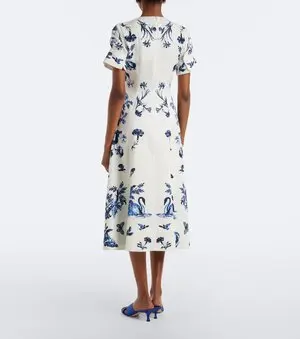 Erdem Floral Cotton-blend Faille Midi Dress