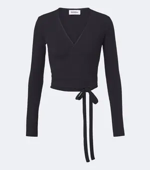 NORBA Ribbed-knit Wrap Top