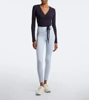NORBA Ribbed-knit Wrap Top