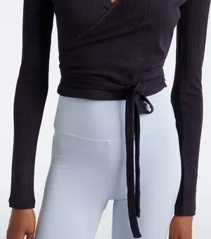 NORBA Ribbed-knit Wrap Top
