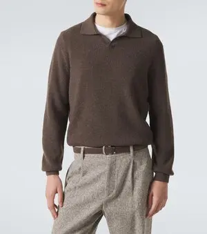 Agnona Ribbed-knit Cashmere Polo Sweater - Brown
