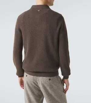 Agnona Ribbed-knit Cashmere Polo Sweater - Brown