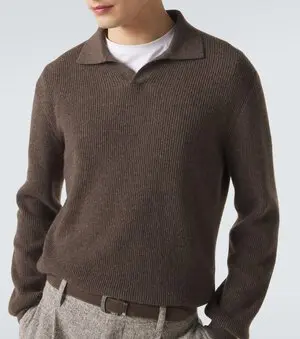 Agnona Ribbed-knit Cashmere Polo Sweater - Brown