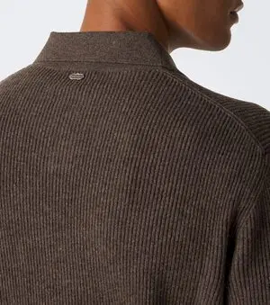 Agnona Ribbed-knit Cashmere Polo Sweater - Brown