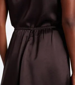 LESET Lace-trimmed Satin Miniskirt - Brown