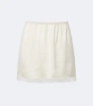 LESET Barb Lace-trimmed Satin Miniskirt - White