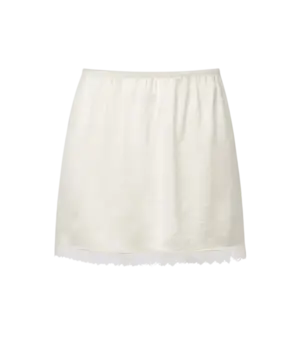 LESET Barb Lace-trimmed Satin Miniskirt - White