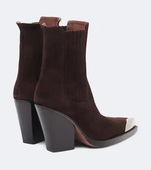 Paris Texas Embellished Suede Cowboy Boots - Brown