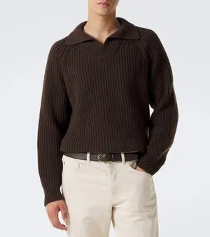Eleventy Wool And Cashmere Polo Sweater