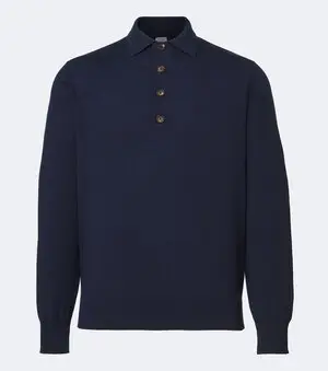 Eleventy Cotton And Cashmere Polo Sweater - Blue