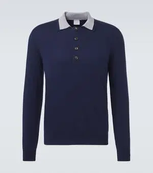 Eleventy Cotton And Cashmere Polo Sweater - Blue