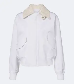 Bottega Veneta Intrecciato Cotton Blouson Jacket - White