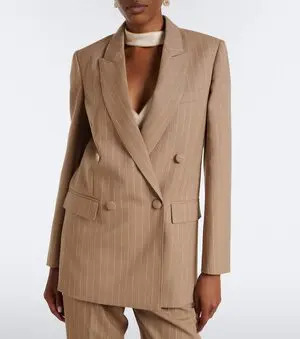 Valentino Garavani Pinstripe Virgin Wool Double-breasted Blazer - Beige