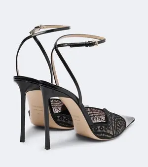 TOM FORD Lace And Patent Leather Pointed Toe Pumps