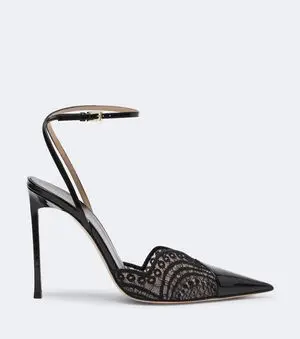 TOM FORD Lace And Patent Leather Pointed Toe Pumps