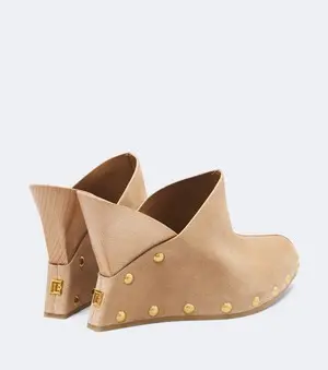 Balmain Suede Wedge Clogs