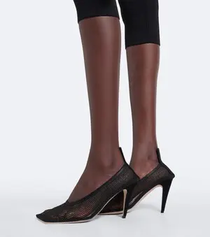 CHRISTEN Edge Stretch Suede-trimmed Mesh Pumps