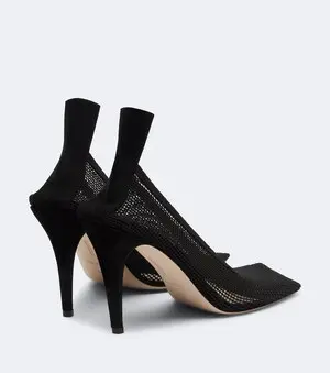 CHRISTEN Edge Stretch Suede-trimmed Mesh Pumps