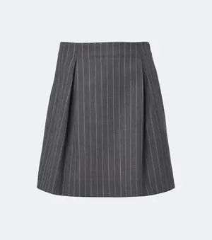 Valentino Garavani Pinstripe Virgin Wool Miniskirt - Grey