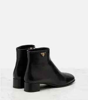 Prada Leather Ankle Boots With Zip Closure