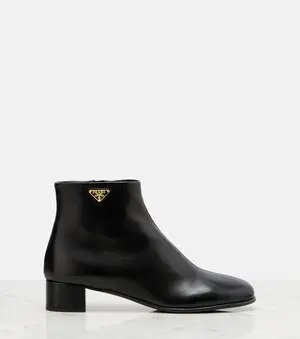 Prada Leather Ankle Boots With Zip Closure