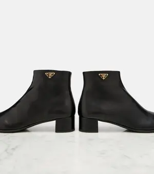 Prada Leather Ankle Boots With Zip Closure