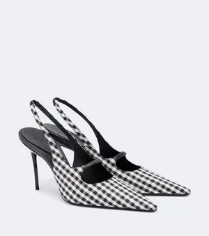 Alaïa Ala�a Drop Gingham Slingback Pumps