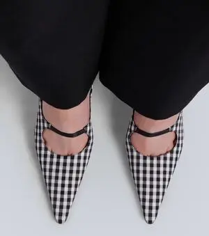 Alaïa Ala�a Drop Gingham Slingback Pumps