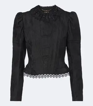 Chloé Wool And Silk-blend Jacquard Lace Jacket - Black