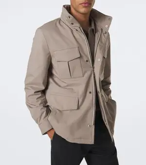 Agnona Technical Field Jacket With Concealed Hood - Grey