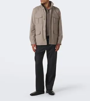 Agnona Technical Field Jacket With Concealed Hood - Grey