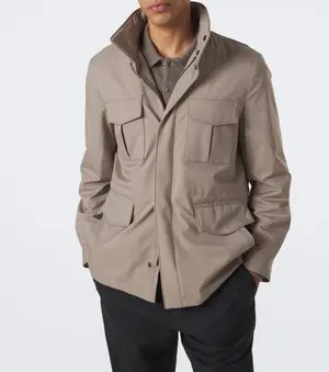Agnona Technical Field Jacket With Concealed Hood - Grey