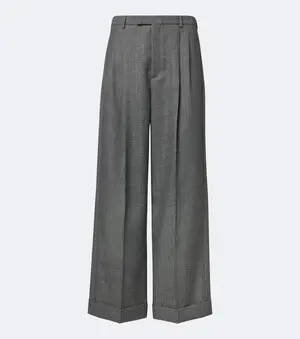 Valentino Garavani Herringbone Wide-leg Pants - Grey