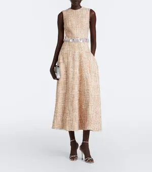 Safiyaa Maisie Embellished Tweed Midi Dress