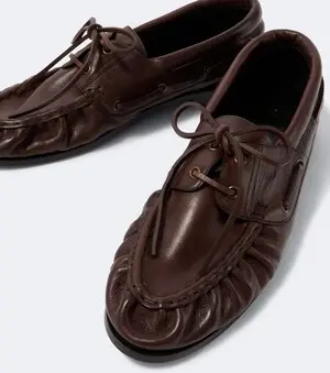 Saint Laurent Le Loafer Bateau Leather Boat Shoes - Brown