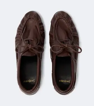 Saint Laurent Le Loafer Bateau Leather Boat Shoes - Brown
