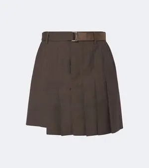 Sacai Pleated Asymmetric Wool Skort