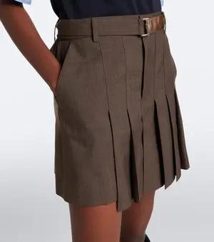 Sacai Pleated Asymmetric Wool Skort