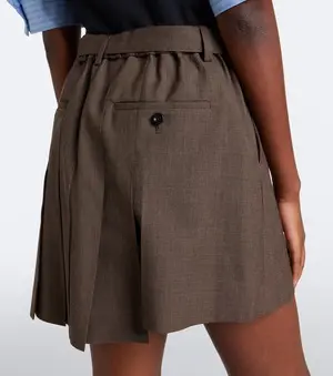 Sacai Pleated Asymmetric Wool Skort