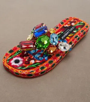 Dolce & Gabbana Embellished Leather Thong Sandals