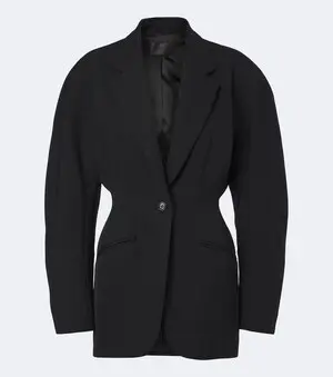 MUGLER Virgin Wool Grain De Poudre Blazer - Black