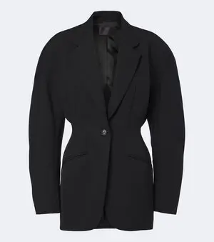 MUGLER Virgin Wool Grain De Poudre Blazer - Black