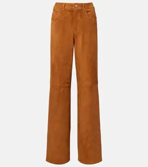 Stouls Suede Wide-leg Pants - Brown