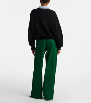 Stouls My Theo Suede Wide-leg Pants - Green