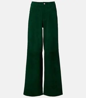 Stouls Suede Wide-leg Pants - Green