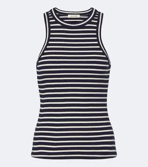NILI LOTAN Hank Striped Cotton Tank Top - Blue