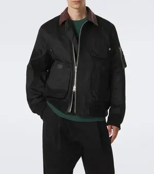 Sacai Leather-trimmed Cotton Blouson Jacket - Black