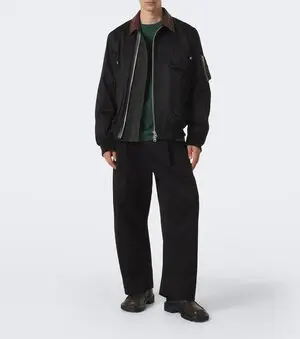 Sacai Leather-trimmed Cotton Blouson Jacket - Black